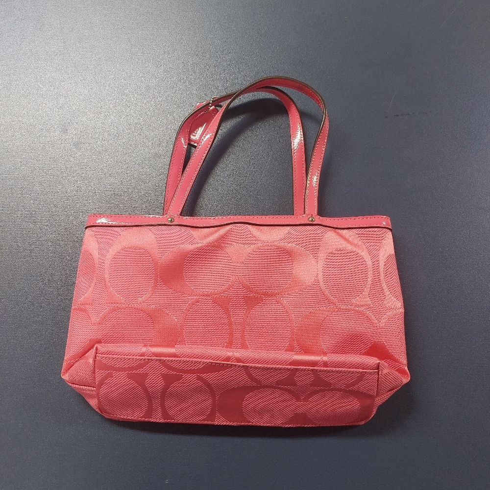 Coach Signature Hot Pink Mini Tote Purse - Gem